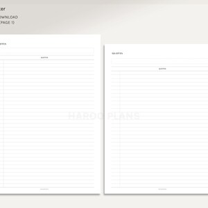 Quotes Journal | A4, US Letter Printable Planner Inserts | Reading ...