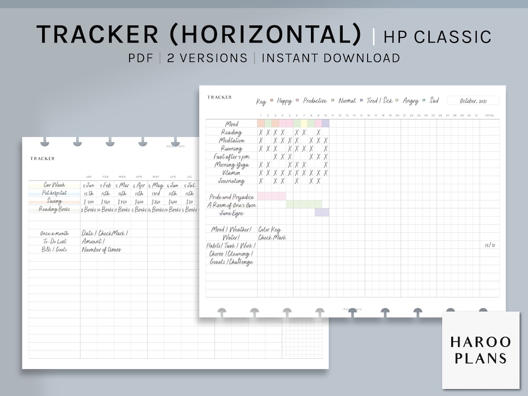 Monthly Tracker | HP Classic Printable Happy Planner Inserts | Habit ...
