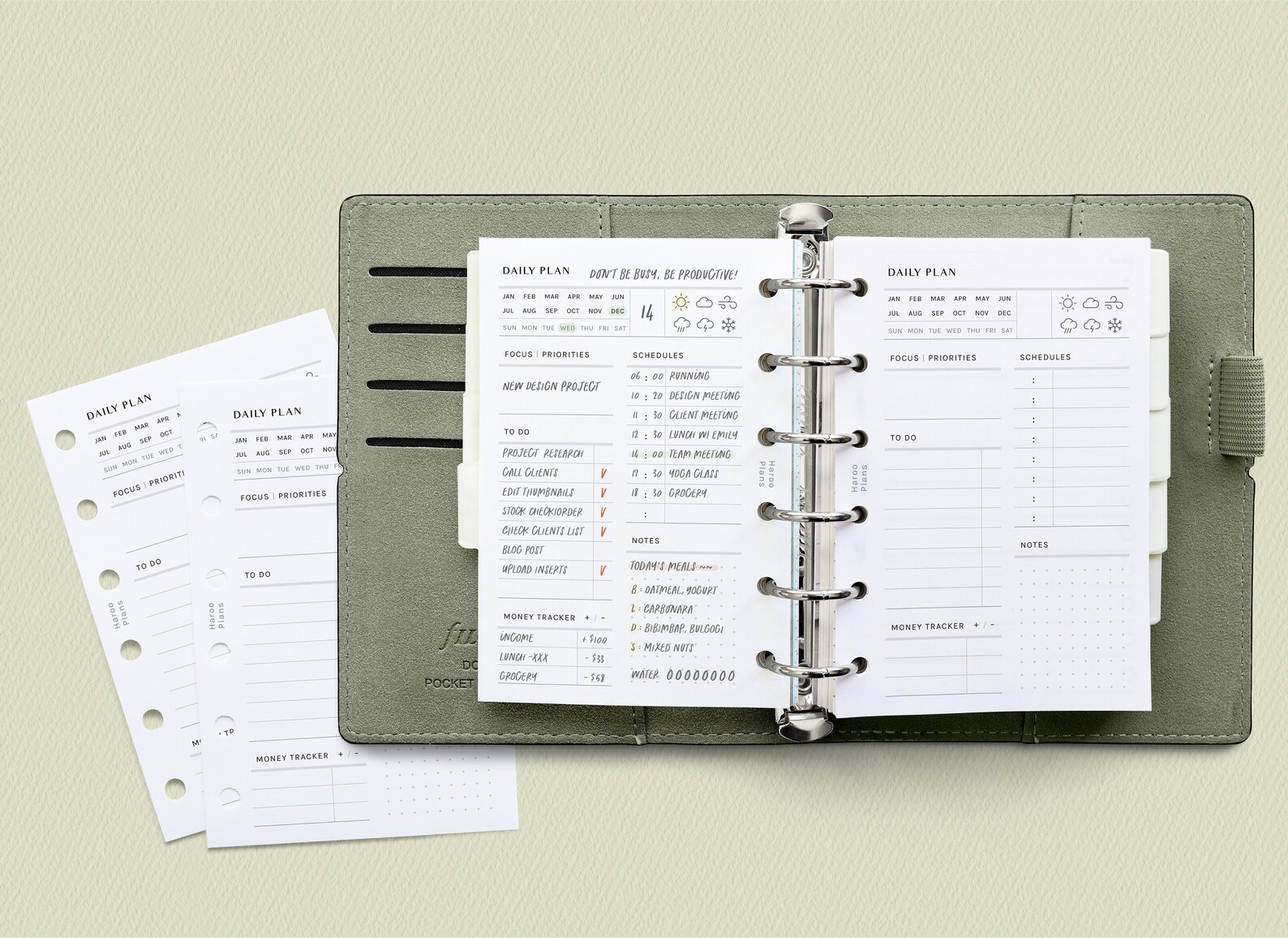 Daily Planner | Pocket Size Printable Inserts | Day Schedule Template ...