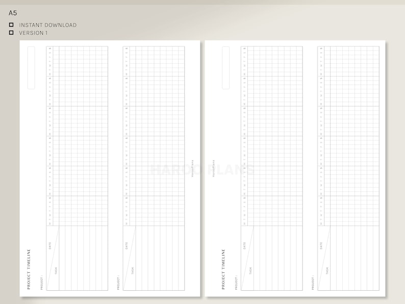 Project Timeline Sheet A5 Printable Planner Inserts Work - Etsy