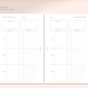 3 and 5 Year Goal Planner | FC Compact Printable Inserts | Life Action ...