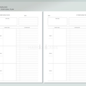 3 and 5 Year Goal Planner | Half-letter Printable Inserts | Life Action ...