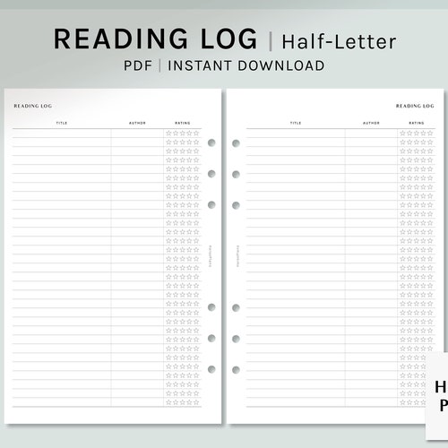 Reading Journal Half-letter Printable Planner Inserts Book - Etsy