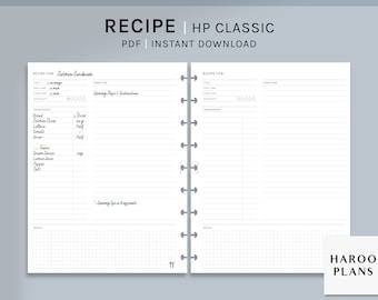 Happy Planner Classic Recipe - Etsy
