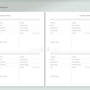 TV Show Journal | Half-letter Printable Inserts | Series Review Writing ...