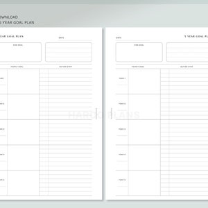 3 and 5 Year Goal Planner | Half-letter Printable Inserts | Life Action ...
