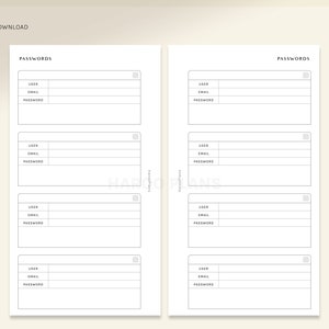 Password Tracker | Personal Printable Planner Inserts | Password Keeper ...