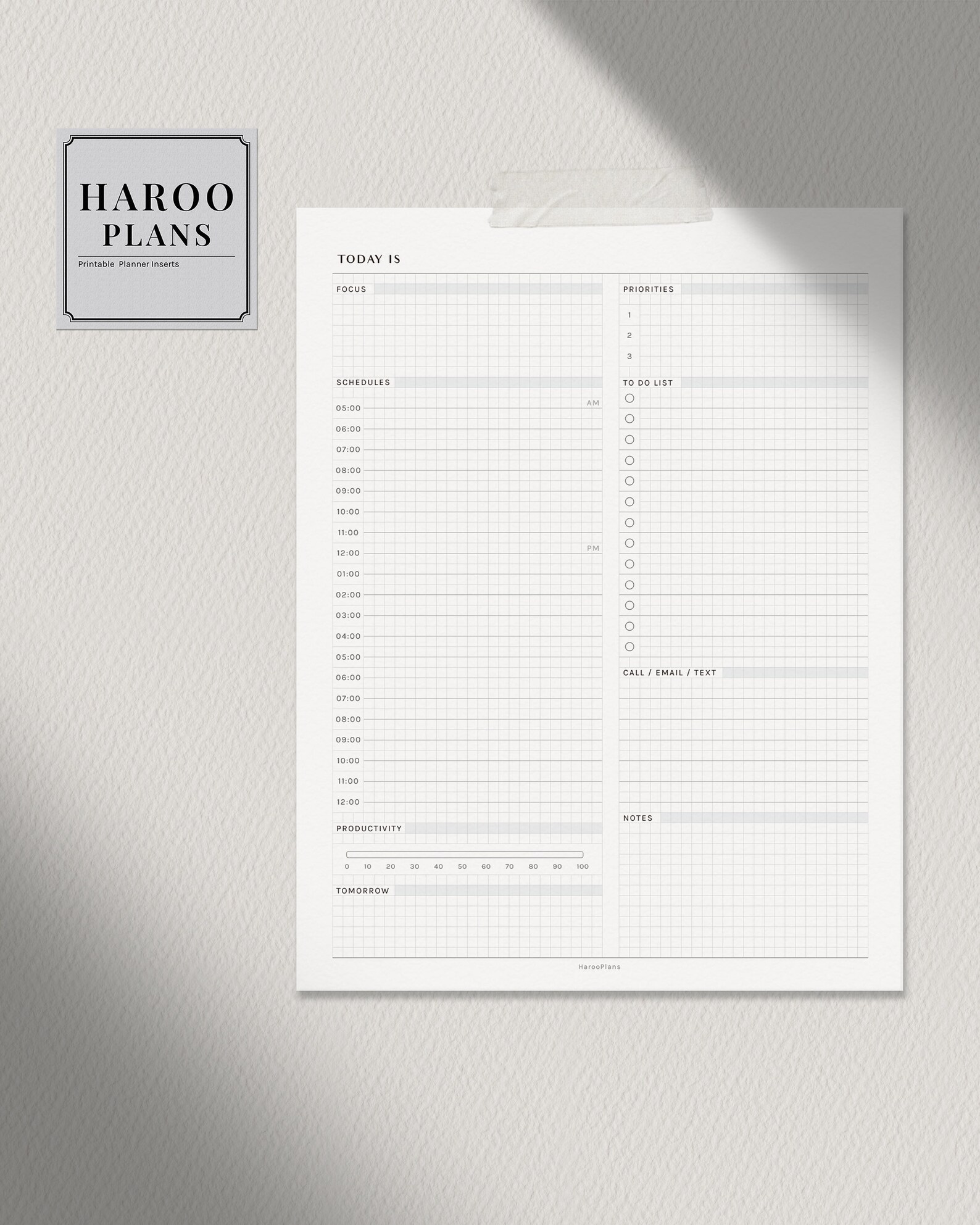 Daily Work Planner | A4, US Letter Printable Inserts | Productivity ...