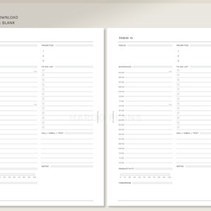 Daily Work Planner | A5 Printable Inserts | Productivity Organizer ...
