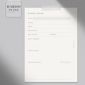 Reading Journal Printable | A6 | Book Notes Template PDF | Simple Book ...