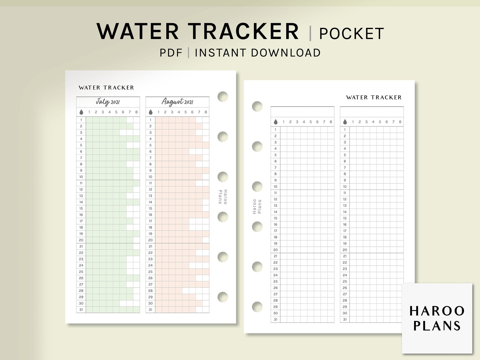 Water Tracker Pocket Printable Planner Inserts Water - Etsy