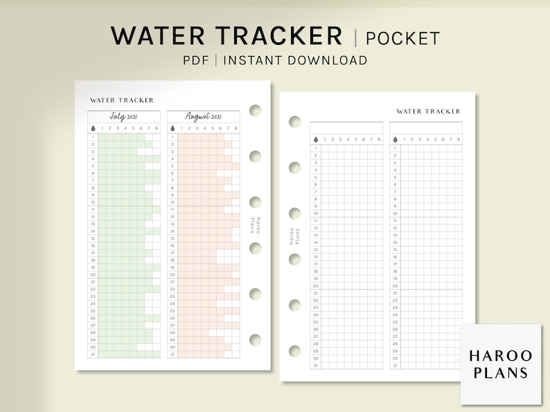 Water Tracker Pocket Printable Planner Inserts Water - Etsy