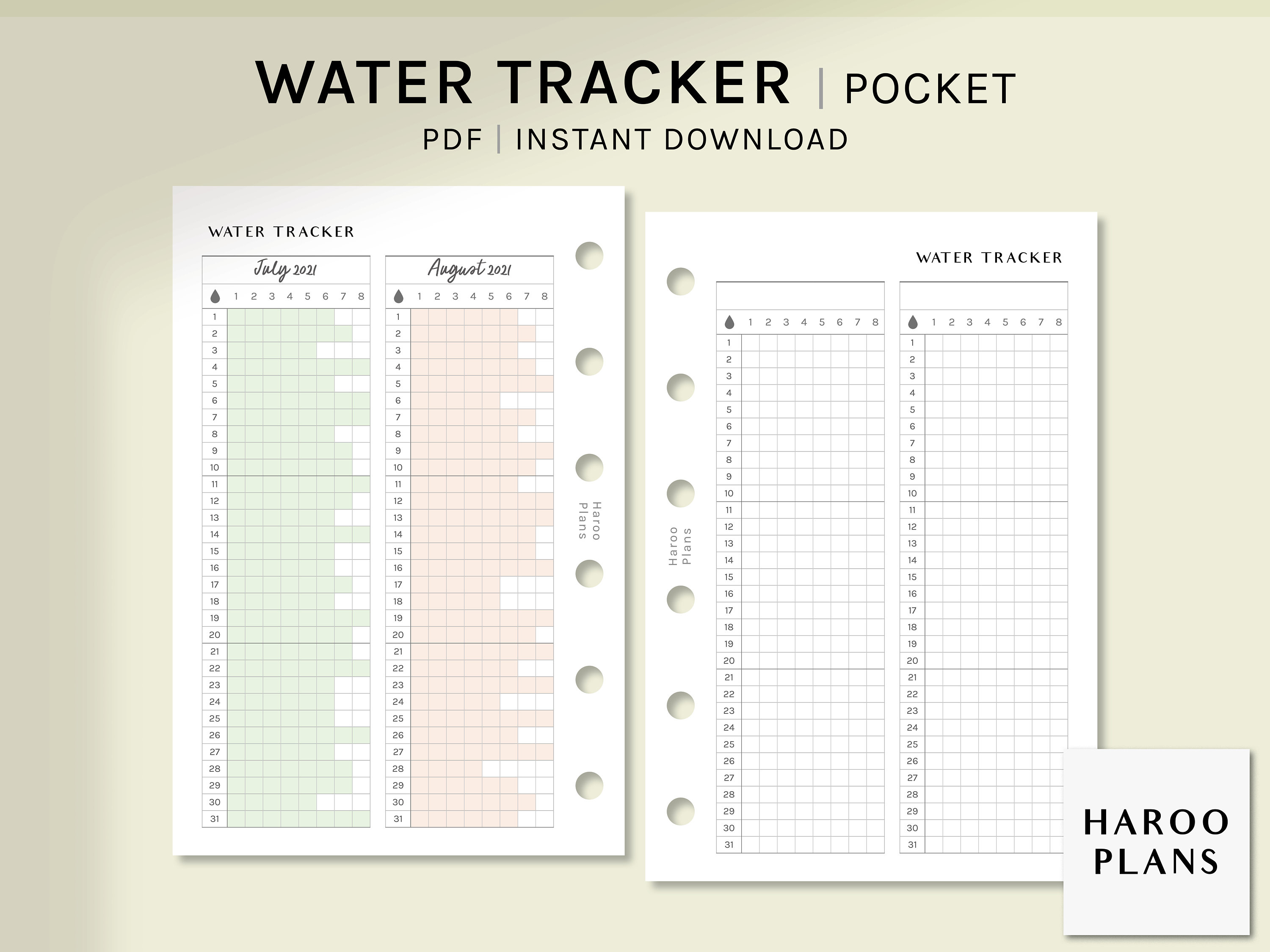 Water Tracker Pocket Printable Planner Inserts Water | Etsy