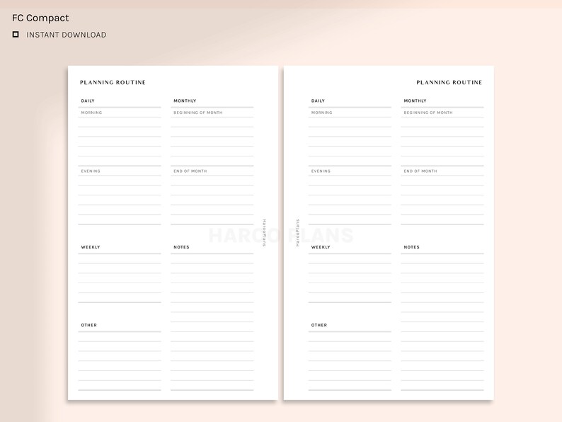 Planning Routine FC Compact Size Printable Planner Inserts - Etsy