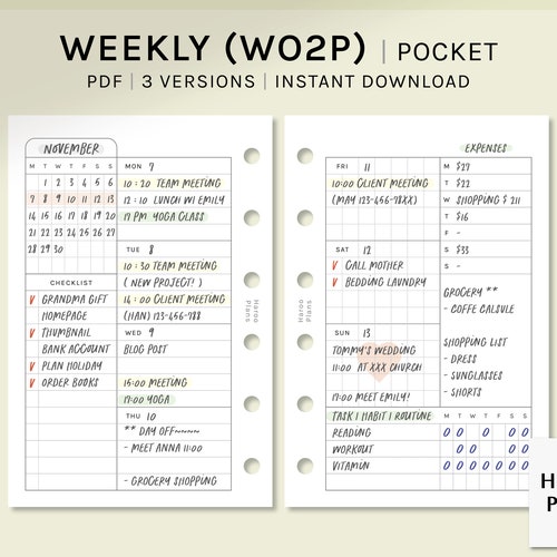Monthly Planner Pocket Size Printable Inserts Undated - Etsy