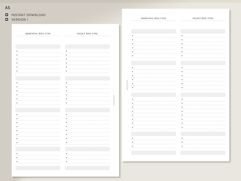 Daily Routine Planner Printable A5 Morning and Night | Etsy