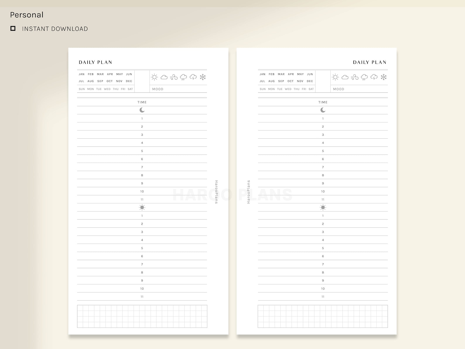 Daily Planner Personal Printable Inserts 24hours Schedule - Etsy