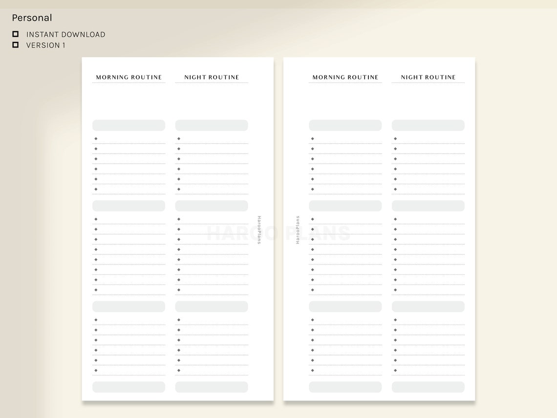Daily Routine Personal Size Printable Planner Inserts - Etsy