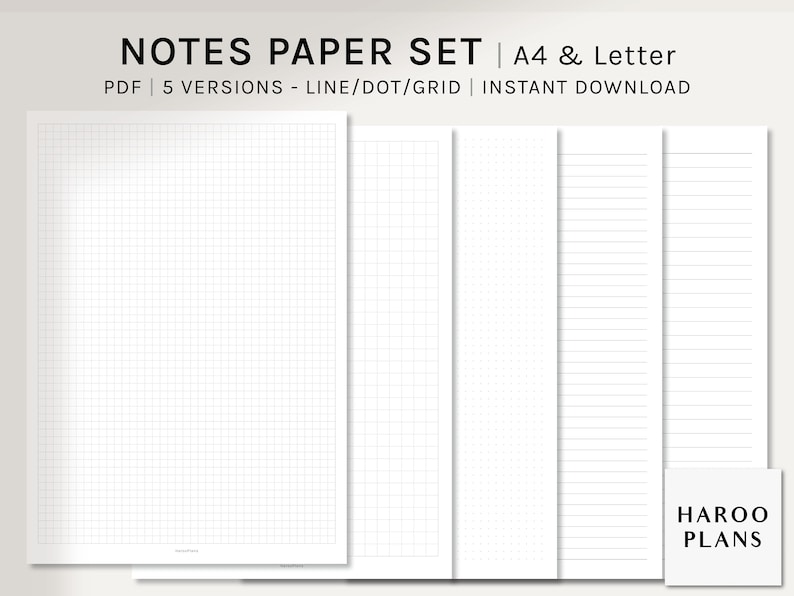 Basic Notes Paper Set A4 US Letter Printable Planner - Etsy Canada