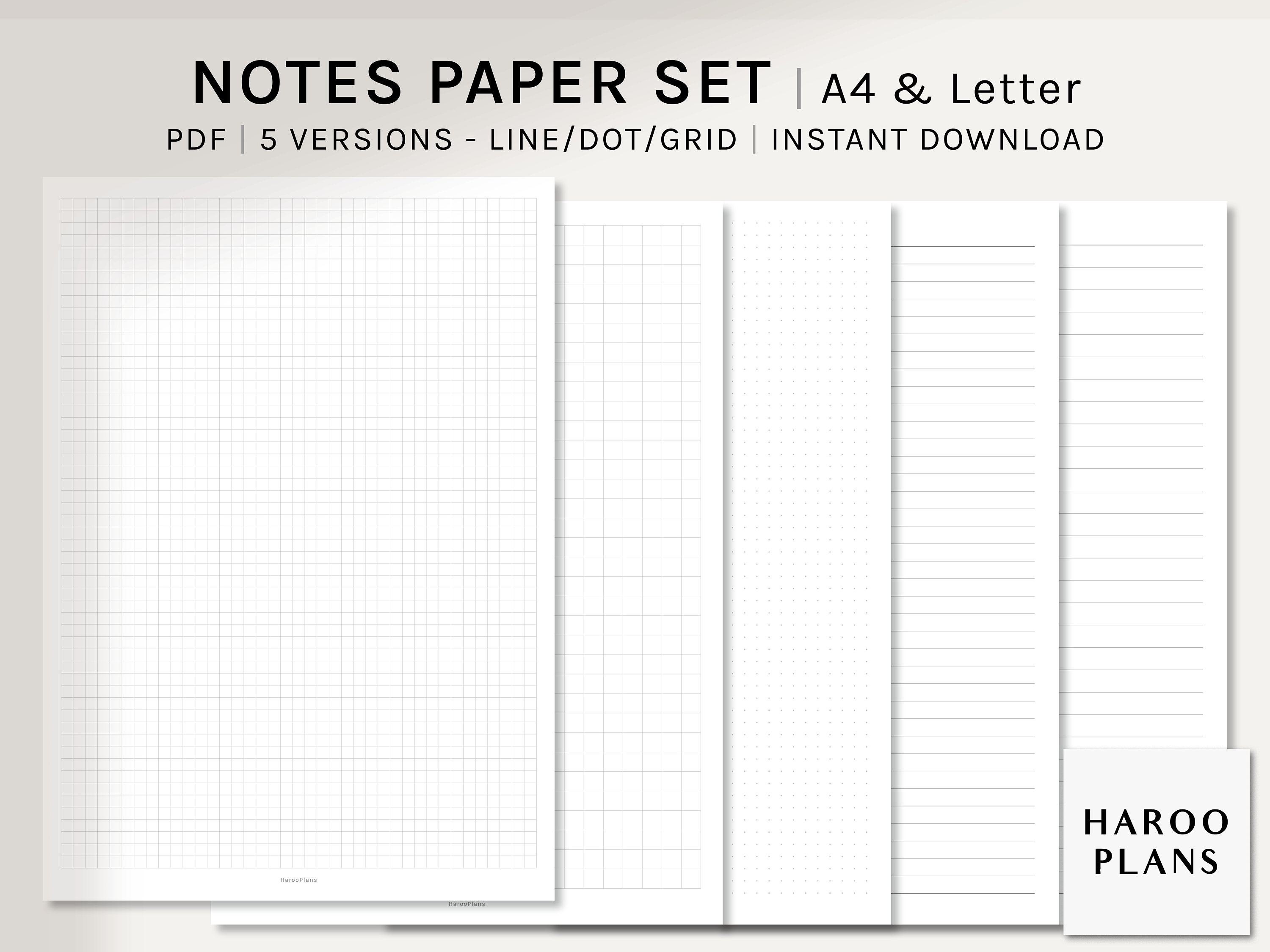 Basic Notes Paper Set A4 US Letter Printable Planner - Etsy Canada