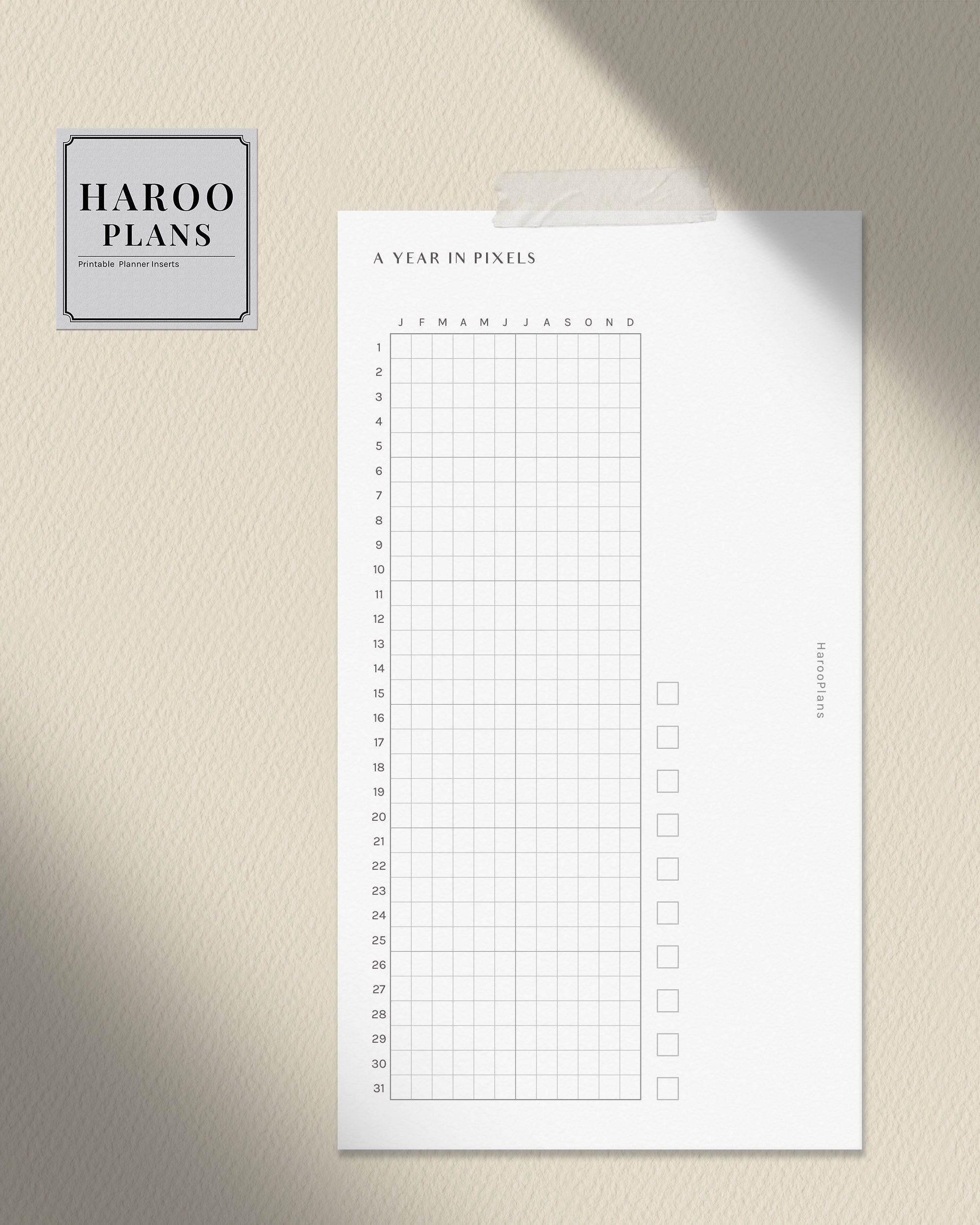 A Year in Pixels | Personal Size Printable Planner Inserts | Yearly ...