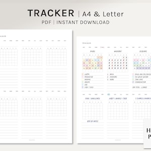 Monthly Tracker A4, US Letter Printable Planner Inserts Task Log Blank ...