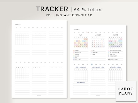 Monthly Tracker A4 US Letter Printable Planner Inserts - Etsy