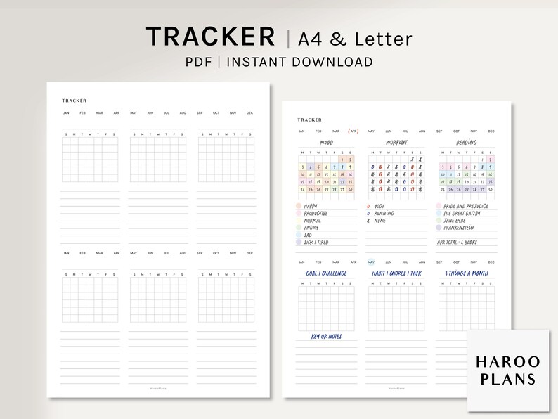 Monthly Tracker A4 US Letter Printable Planner Inserts - Etsy