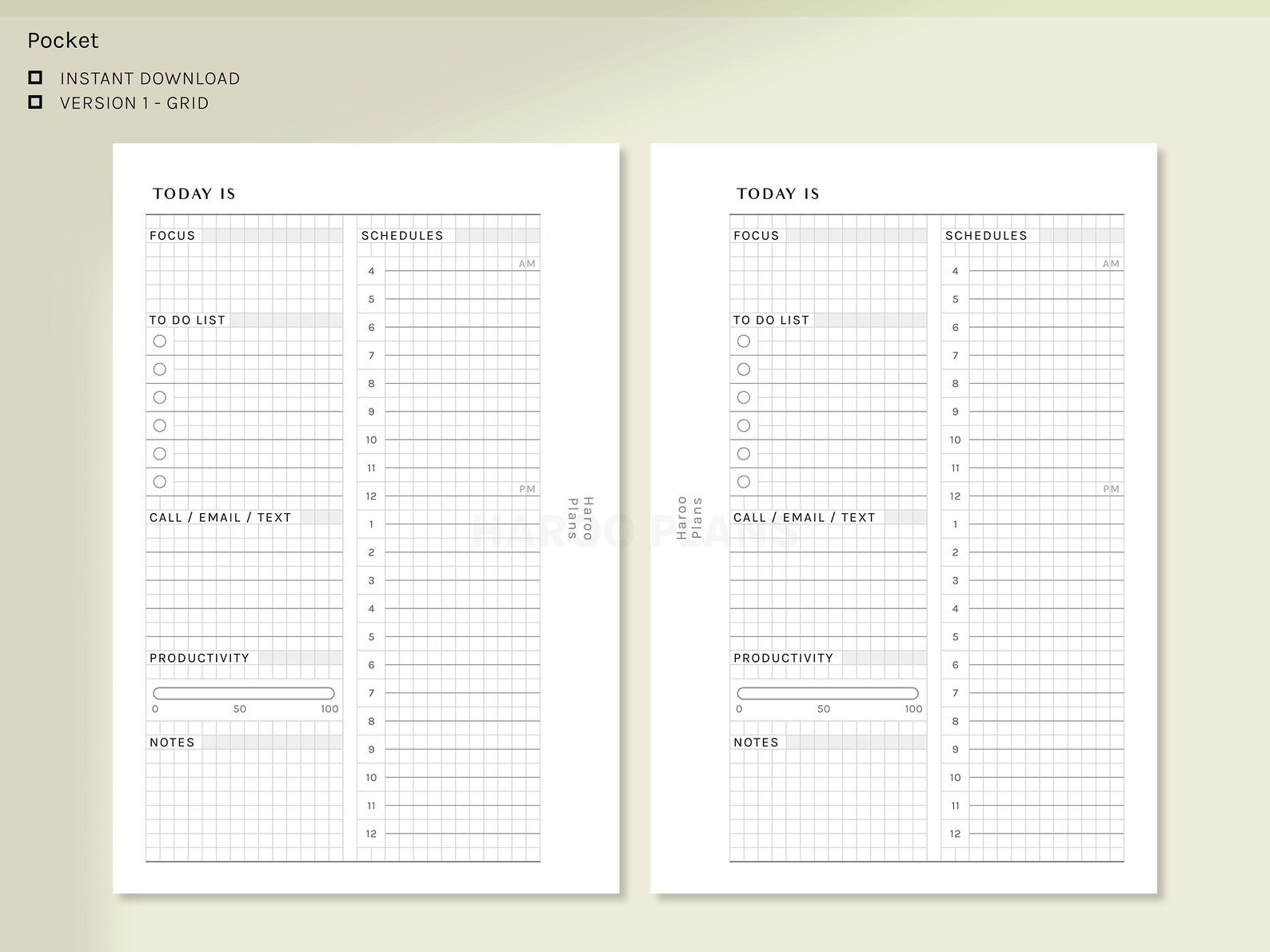 Daily Work Planner | Pocket Size Printable Inserts | Productivity ...