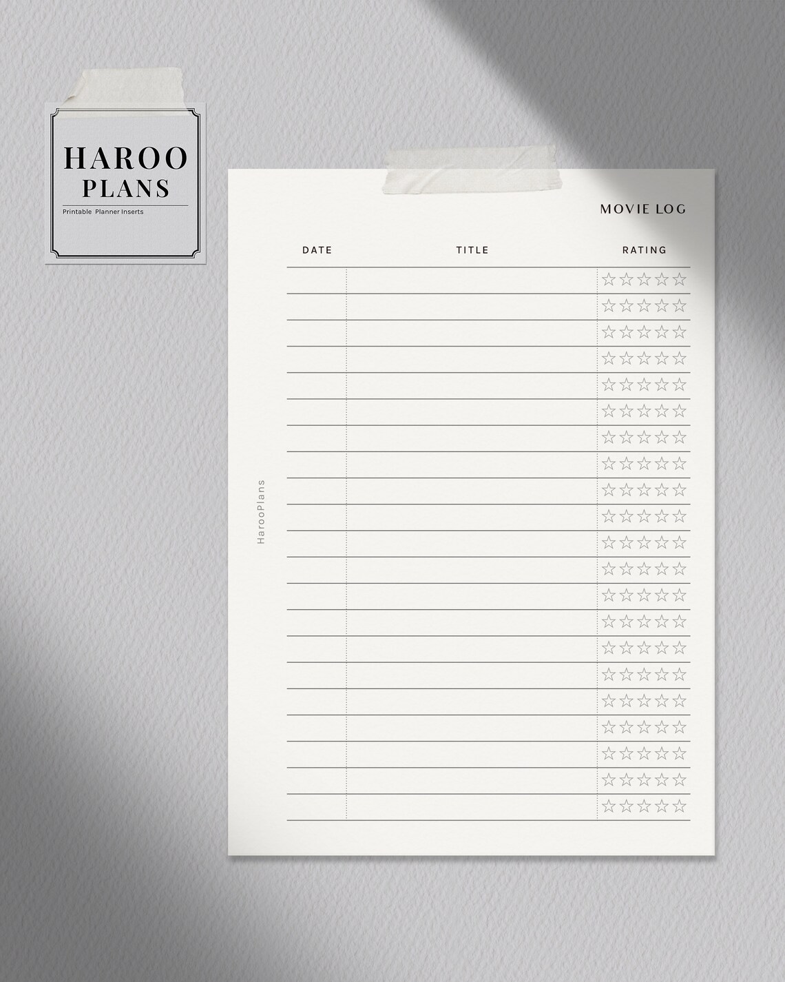 Movie Log Printable Inserts | A6 | Film Checklist Template PDF | Simple ...