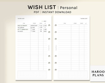 Printable Wish List | Etsy