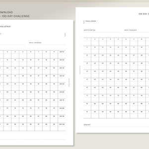 Challenge Sheet | A5 | Printable Planner Inserts | 30 50 100 Day Habit ...