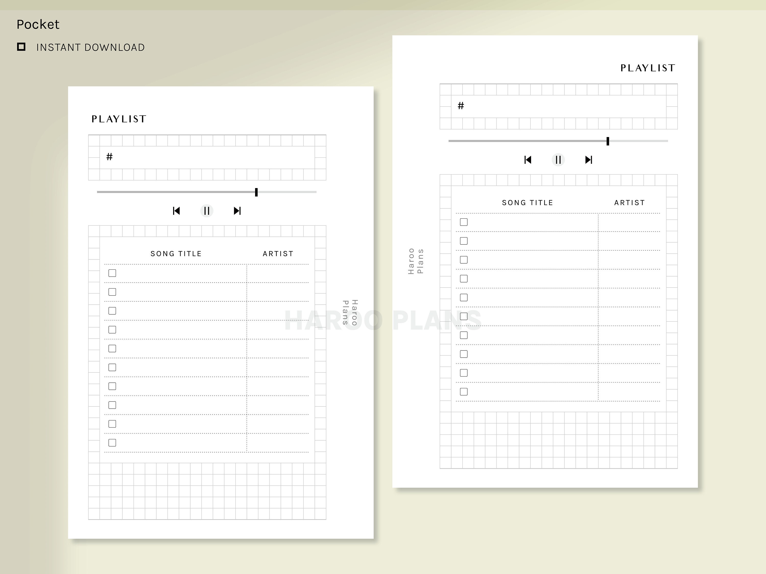 Playlist Sheets Pocket Ring Printable Music List Inserts | Etsy