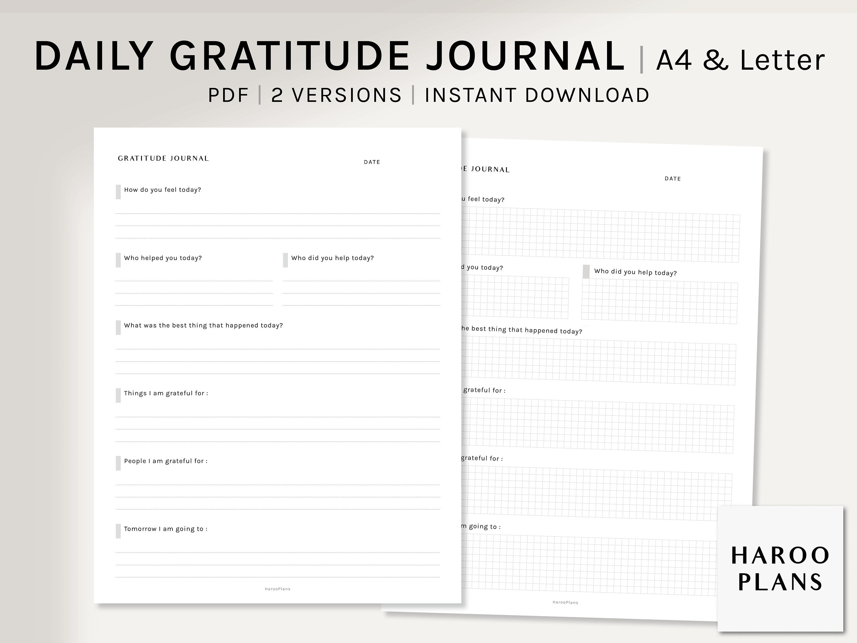 Gratitude Journal A4 US Letter Daily Planner Printable - Etsy