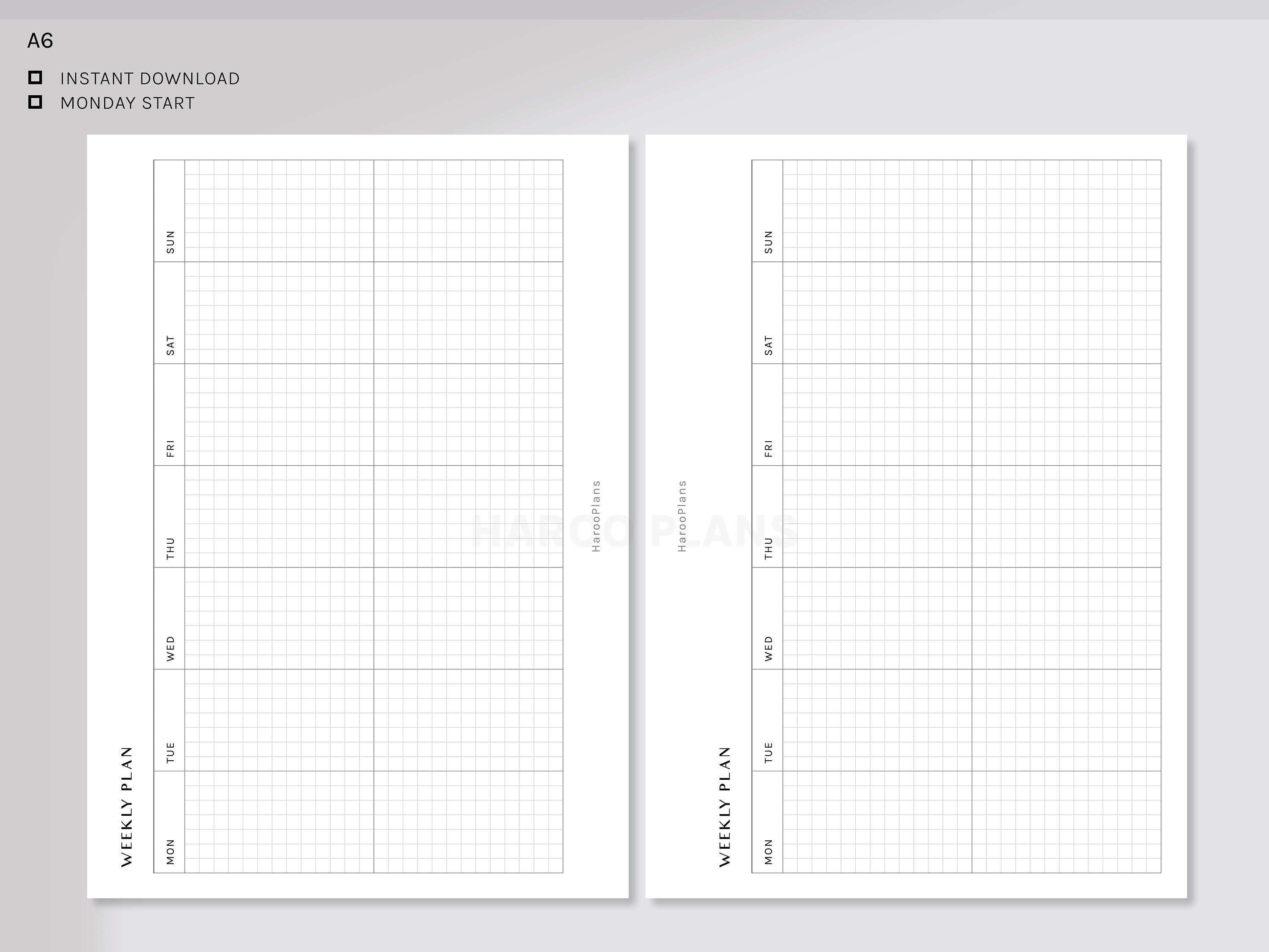 Weekly Planner A6 Size Printable Inserts Undated Organizer - Etsy