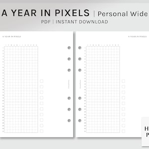 A Year in Pixels | Personal Wide Printable Planner Inserts | Yearly ...