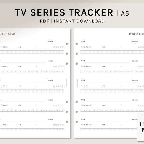 TV Show Journal Printable Inserts A5 TV Series Review - Etsy