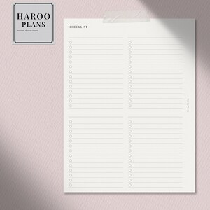 Checklist Sheet | B6 Ring Printable Planner Inserts | Work Task Get It ...