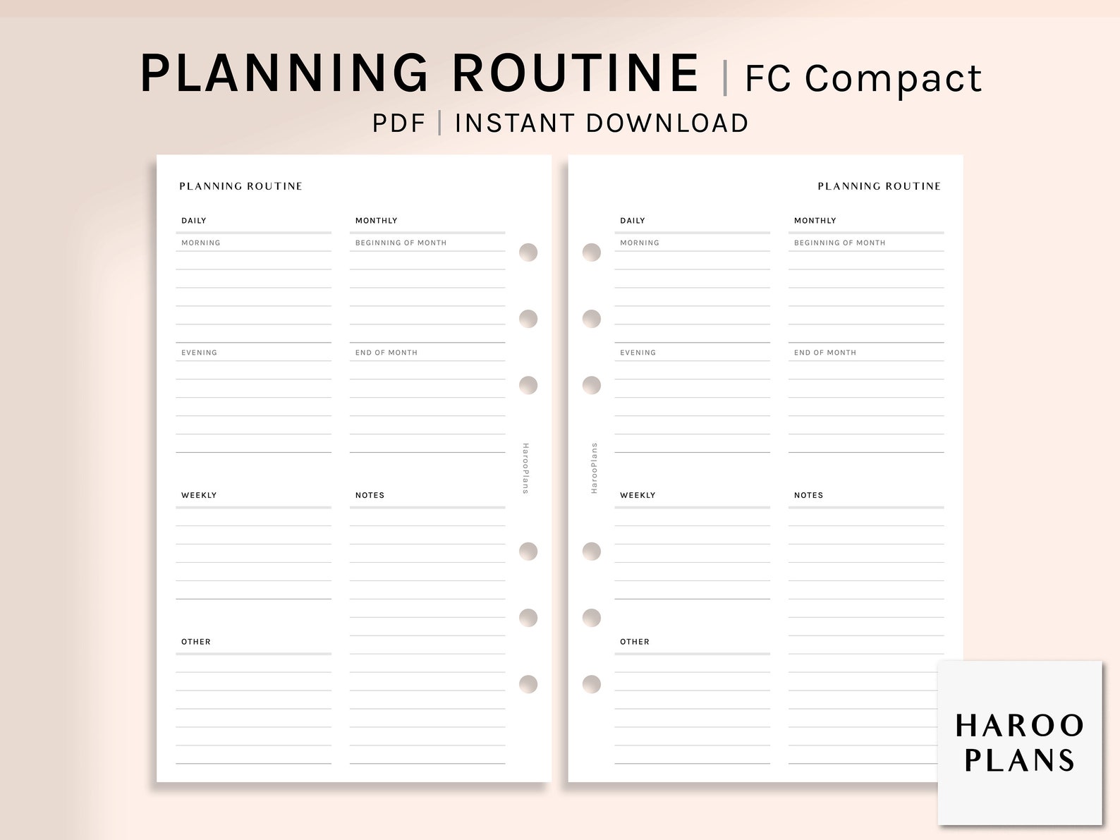 Planning Routine FC Compact Size Printable Planner Inserts - Etsy