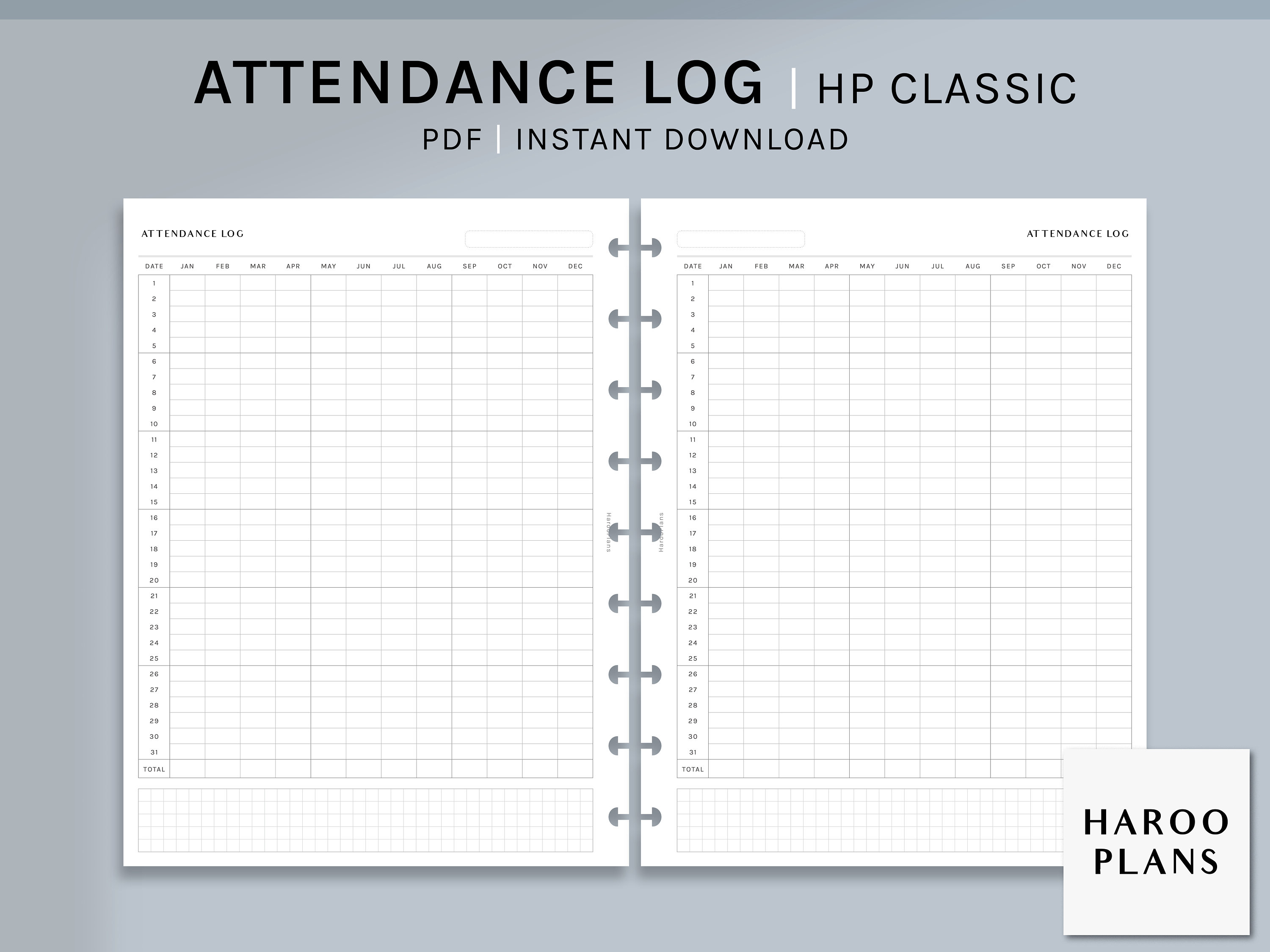 Attendance Log | HP Classic Printable Happy Planner Inserts ...
