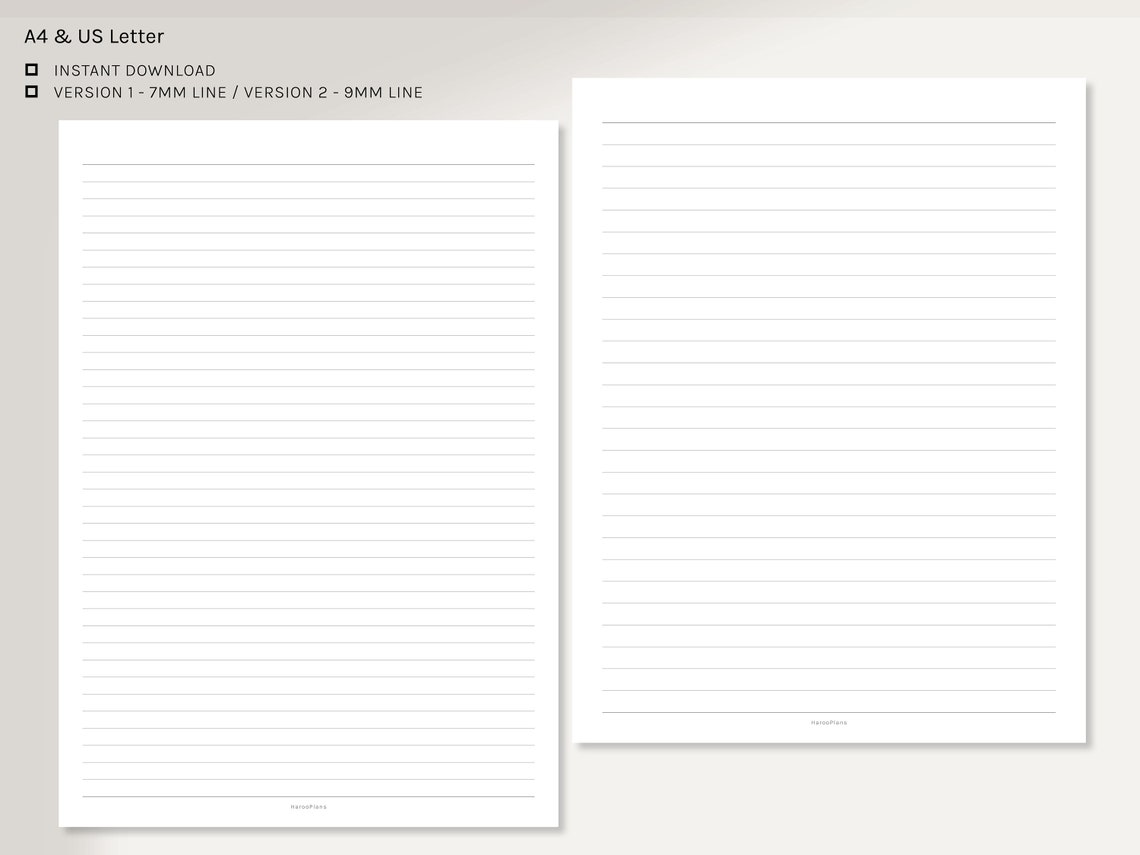 Basic Notes Paper Set A4 US Letter Printable Planner - Etsy