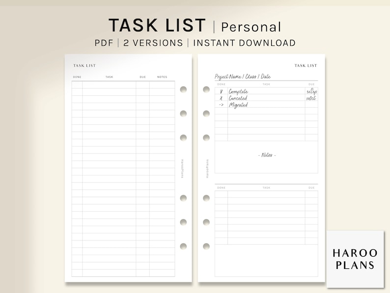 Task List | Personal Printable Planner Inserts | to Do List Template ...