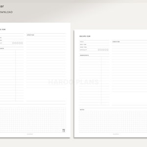 Recipe Sheet | A4, US Letter Printable Planner Inserts | Blank Cook ...