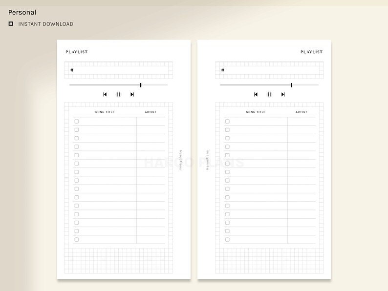 Playlist Sheets Personal Ring Printable Inserts Music List | Etsy