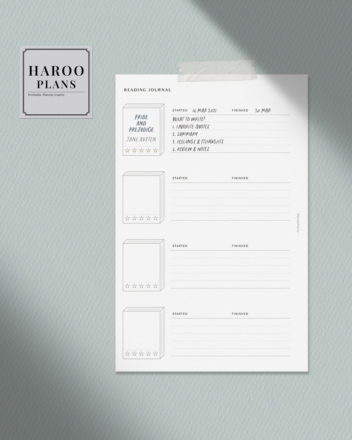 Reading Journal Half-letter Printable Planner Inserts Book - Etsy