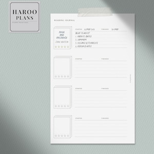 Reading Journal | Half-letter Printable Planner Inserts | Book Review ...