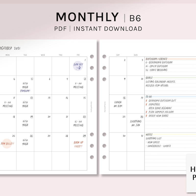 B6 Ring Planner Inserts - Etsy