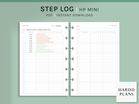 Step Log HP Mini Printable Happy Planner Inserts Health | Etsy
