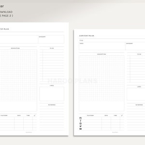 Content Planner | A4, US Letter Printable Inserts | Social Media ...