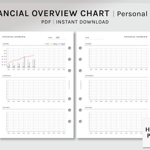Financial Overview Chart | Personal Wide Size Printable Planner Inserts ...